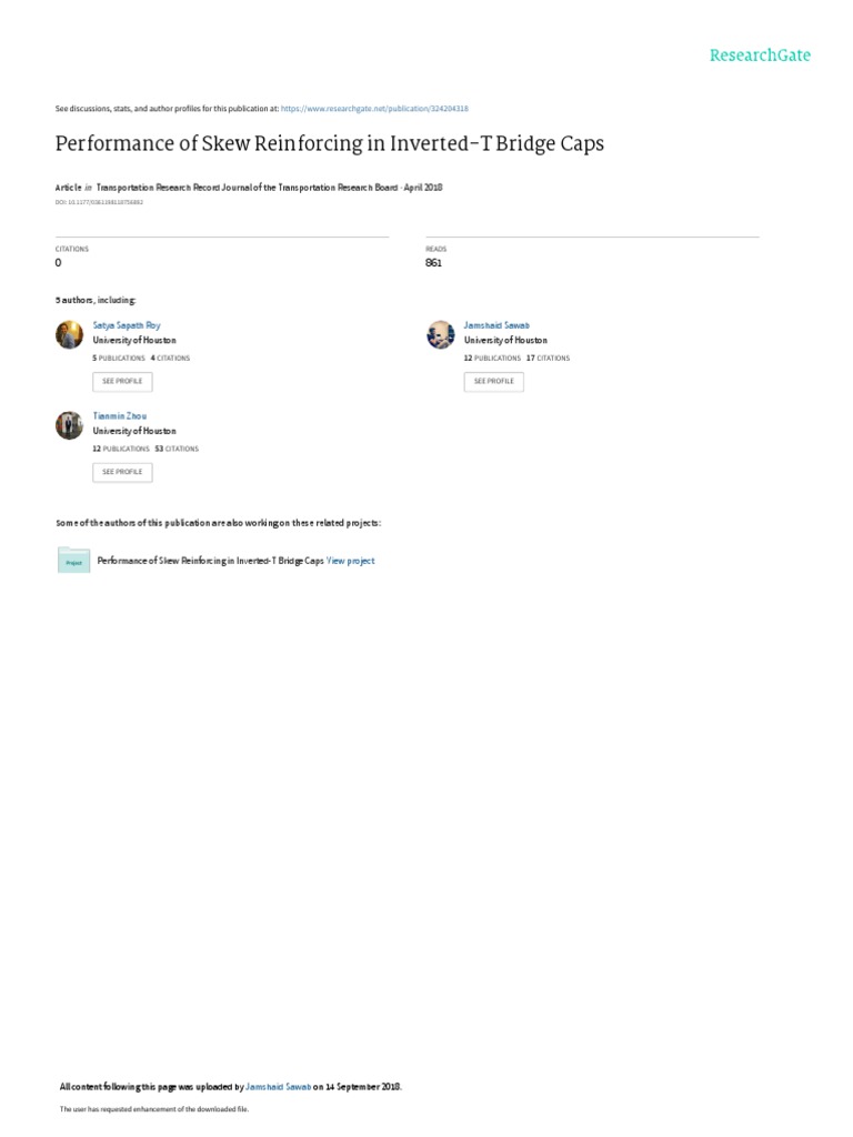 Performance of Skew Reinforcing in Inverted-T Bridge Caps | PDF ...