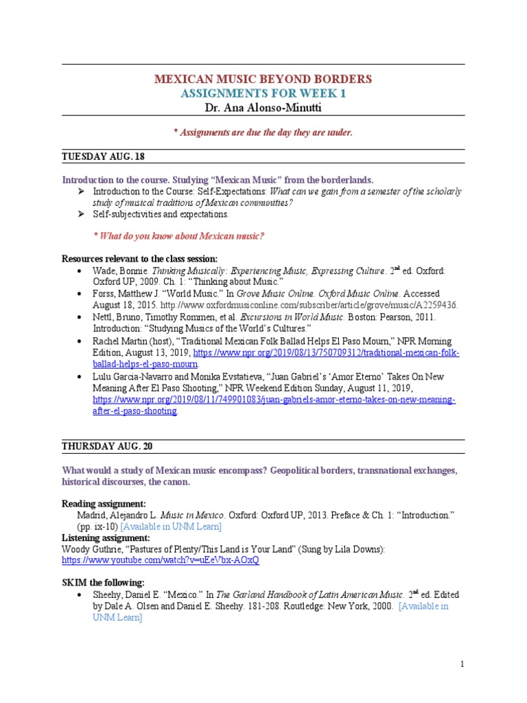 Assignments Week 1 (Fall 2020) | PDF | Latin American People | Latin ...