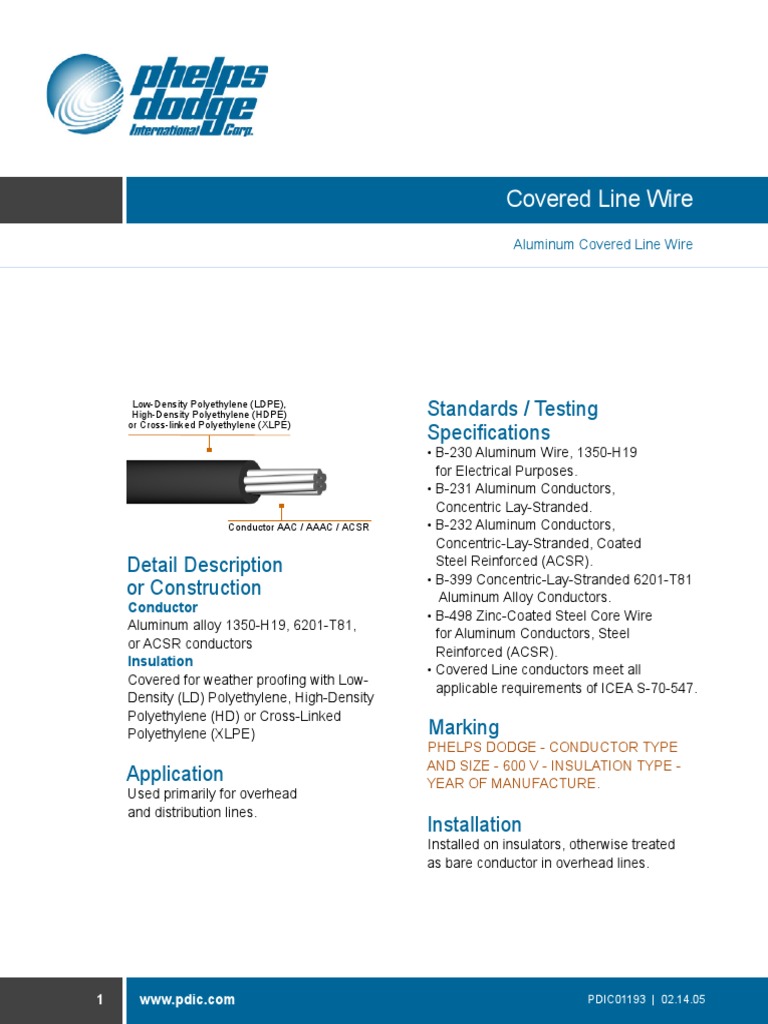 Covered Line Wire: Standards / Testing Specifications | PDF ...