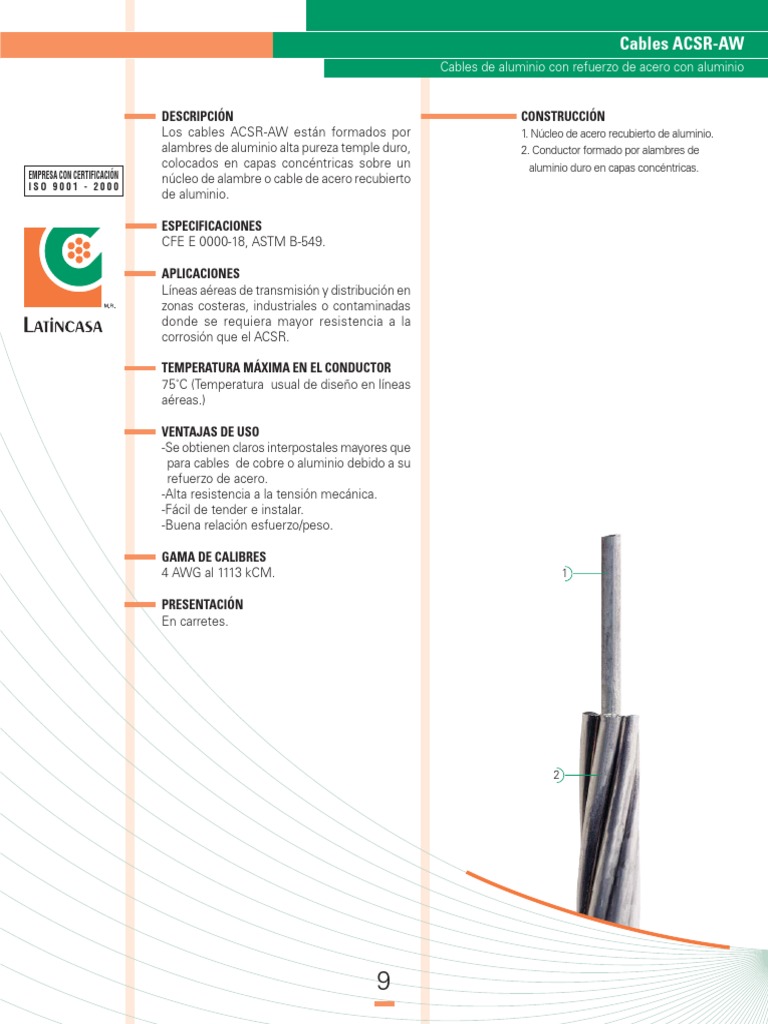 Cables ACSR-AW | PDF | Aluminio | Materiales de construcción