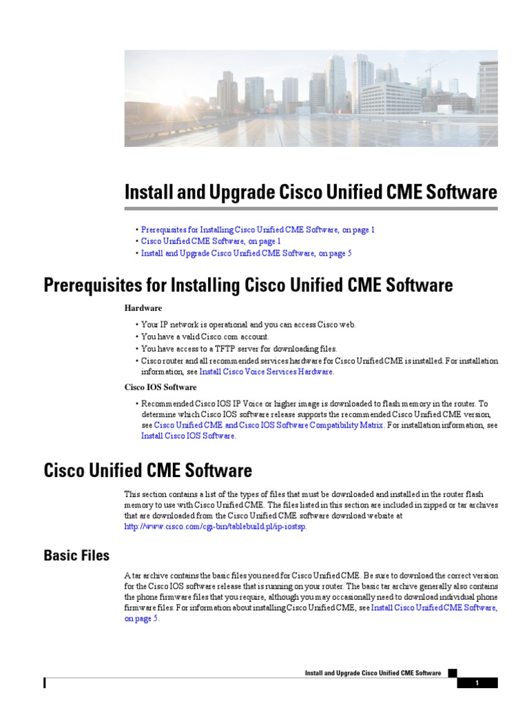 Install and Upgrade Cisco Unified CME Software | PDF | Session ...