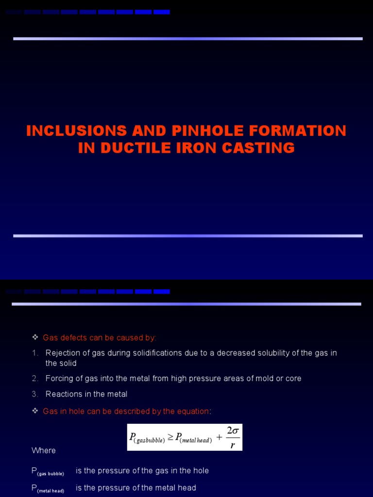 Lecture 7 Inclusions and Pinhole Formation in DI | PDF | Casting ...