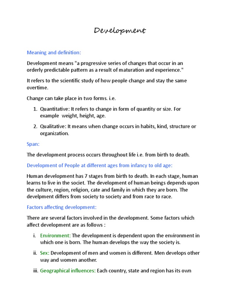 Development: Meaning and Definition | Download Free PDF | Developmental ...