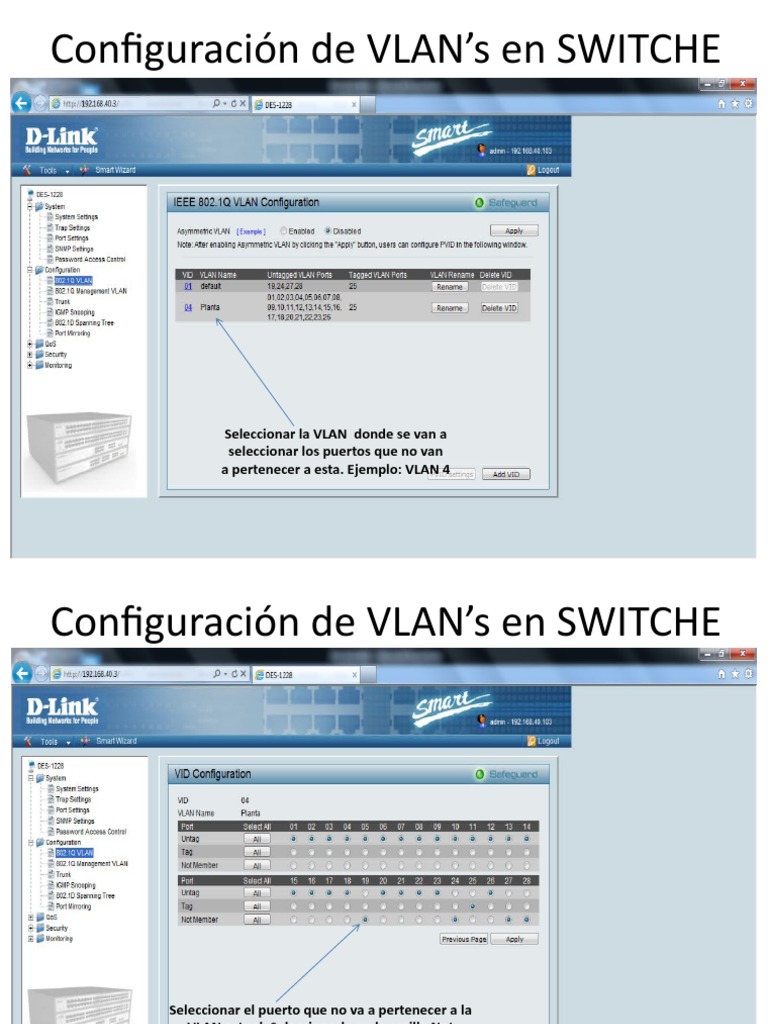 Como Configurar Una VLAN en Los Switch DLINK | PDF