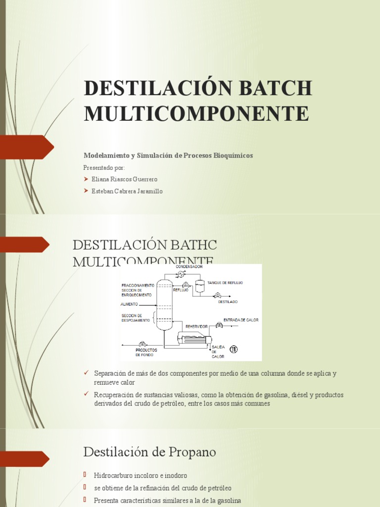 Destilación Batch Multicomponente | PDF | Destilación | Fases de la materia