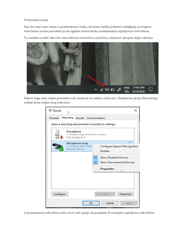 Uputstvo Za Podesavanje Mikrofona | PDF