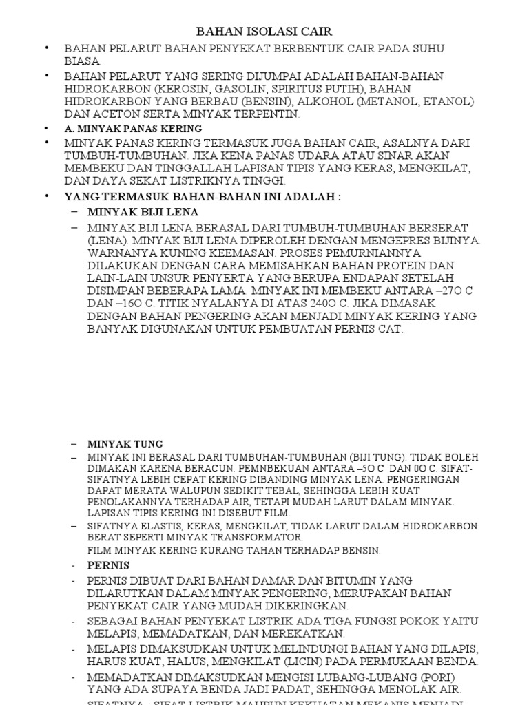 Bahan Isolasi Cair | PDF