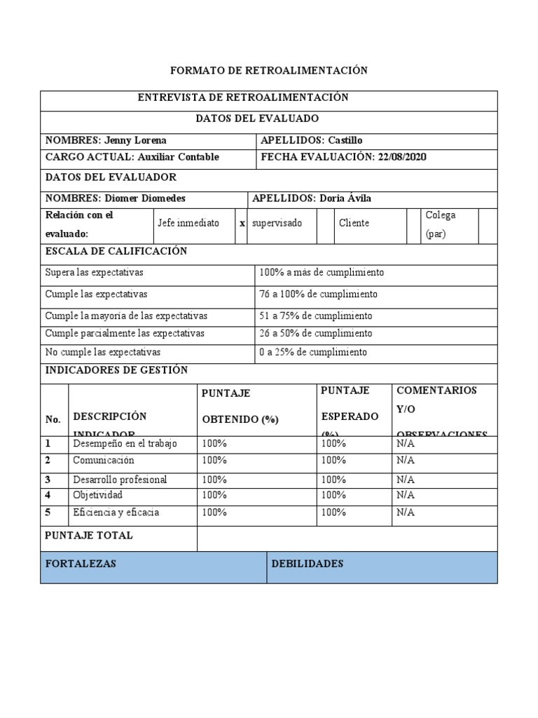Formato de Retroalimentación | PDF
