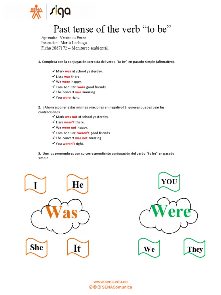 TALLER Past Tense Verb TO BE | PDF