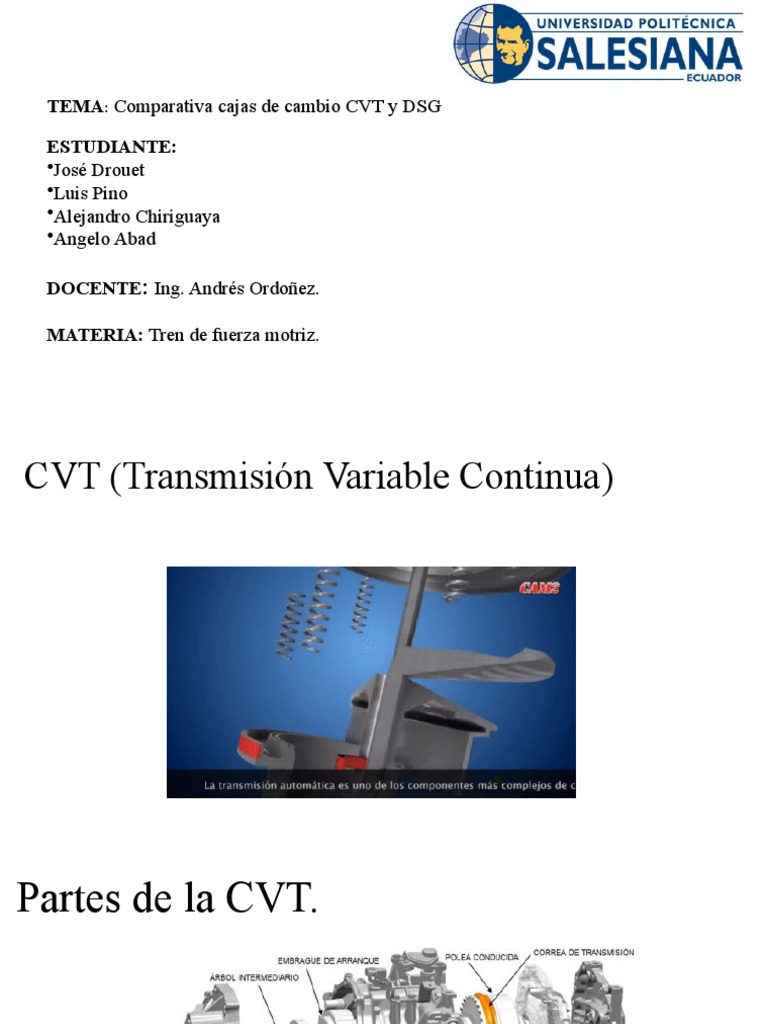 Comparativa CVT vs DSG: Ventajas y Desventajas | PDF | Transmisión ...
