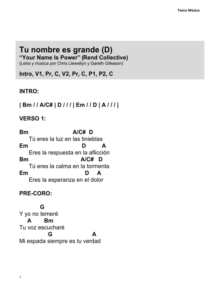 Acordes de "Tu Nombre es Grande" | PDF | Arte