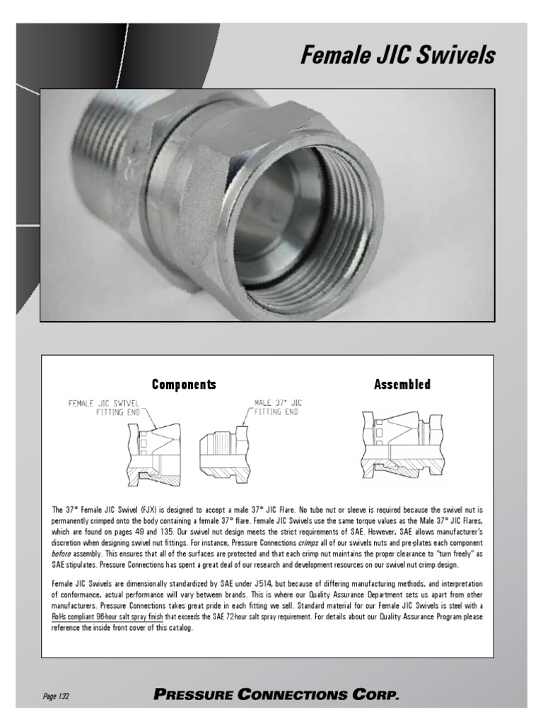 Female Jic Swivels | PDF | Nut (Hardware) | Pipe (Fluid Conveyance)