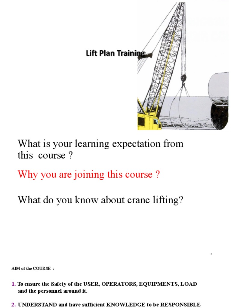 Lift Plan Training | PDF | Crane (Machine) | Rope