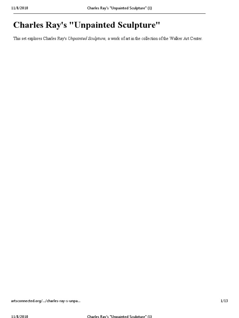 Charles Ray's - Unpainted Sculpture | PDF | Sculpture | Ghosts