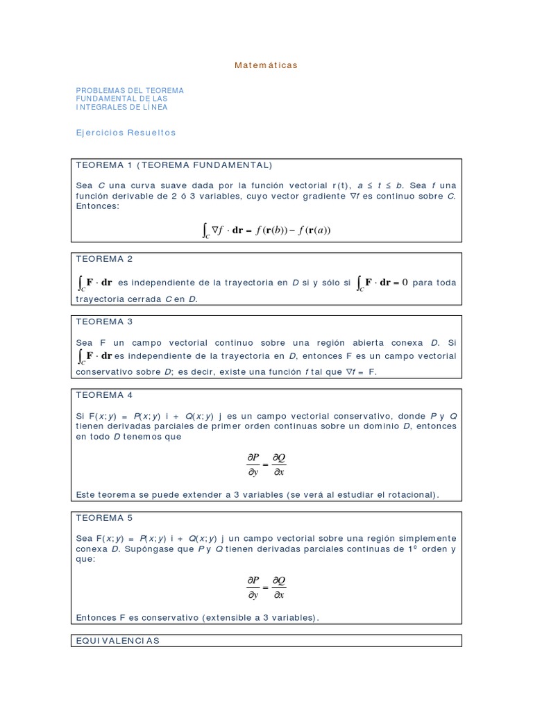 Teorema Fundamental de Las Integrales de Linea | PDF | Integral | Vector Euclidiano