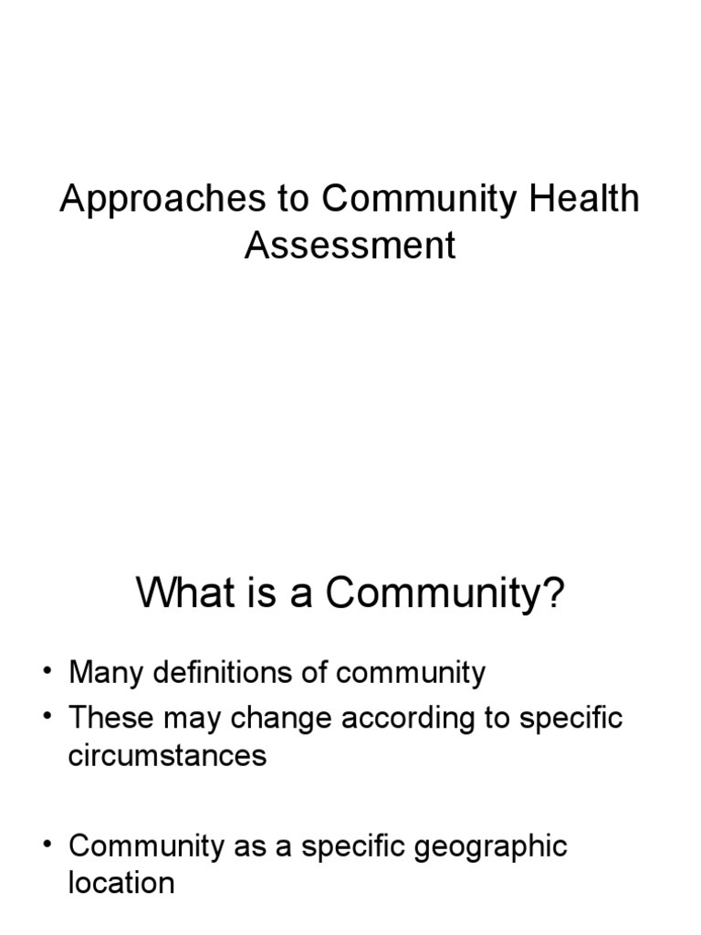 Approaches To Community Health Assessment | PDF | Community | System