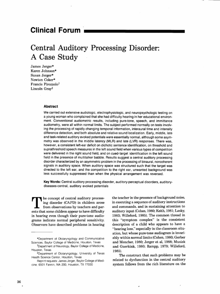 Central Auditory Processing Disorder Case Study | PDF | Wechsler Adult ...