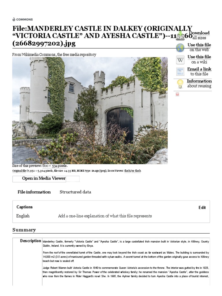 File - MANDERLEY CASTLE IN DALKEY (ORIGINALLY "VICTORIA CASTLE" AND ...