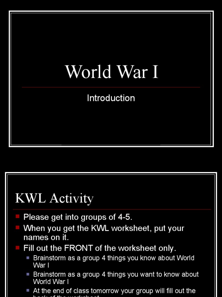 World War I Intro | PDF | Allies Of World War I | World War I