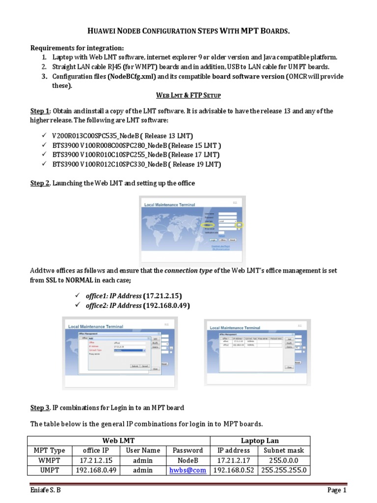 MPT Boards (WMPT & Umpt) Configuration Steps | PDF | File Transfer ...