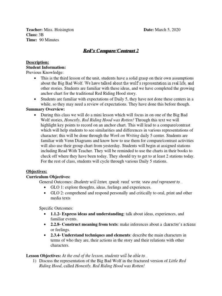 Lesson 3 | PDF | Little Red Riding Hood | Applied Psychology