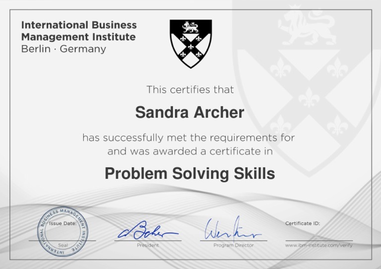 Problem Solving Skills Certification | PDF