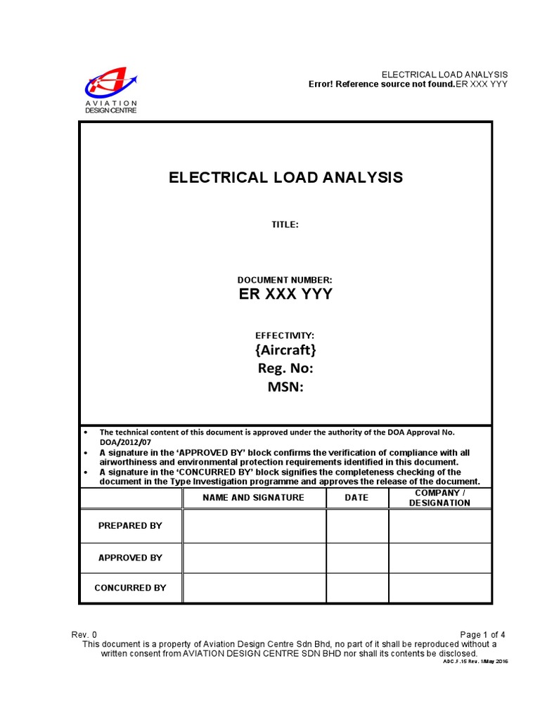 ADC.F.15 Rev 1 Electrical Load Analysis | PDF | Business