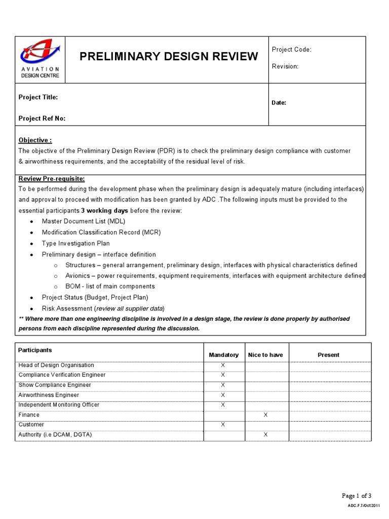 Preliminary Design Review Checklist | PDF | Risk | Systems Engineering