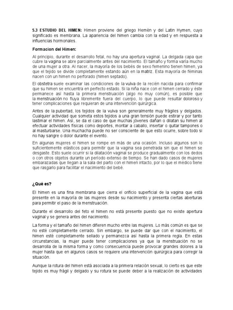 Formacion Del Himen | PDF | La salud de la mujer | Mamíferos Hembras