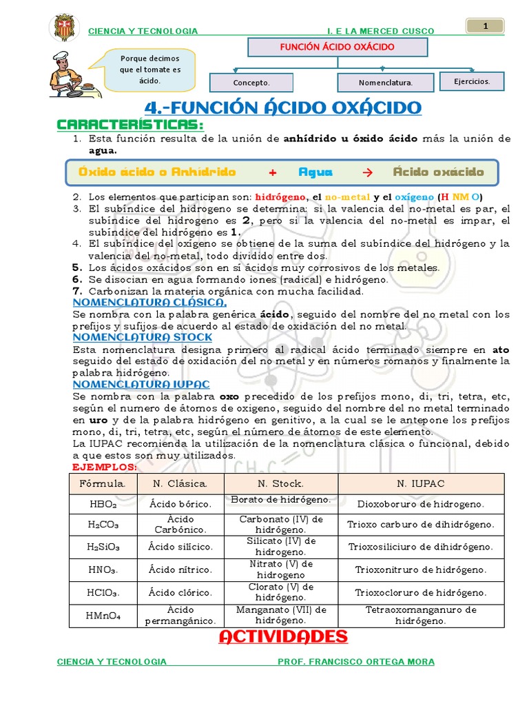 Química: Ácidos Oxácidos y Nomenclatura | PDF | Materiales | Sustancias ...