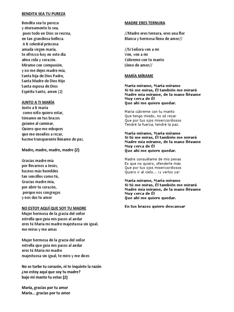 Cantos para Imprimir | PDF | María, madre de Jesús | Oración