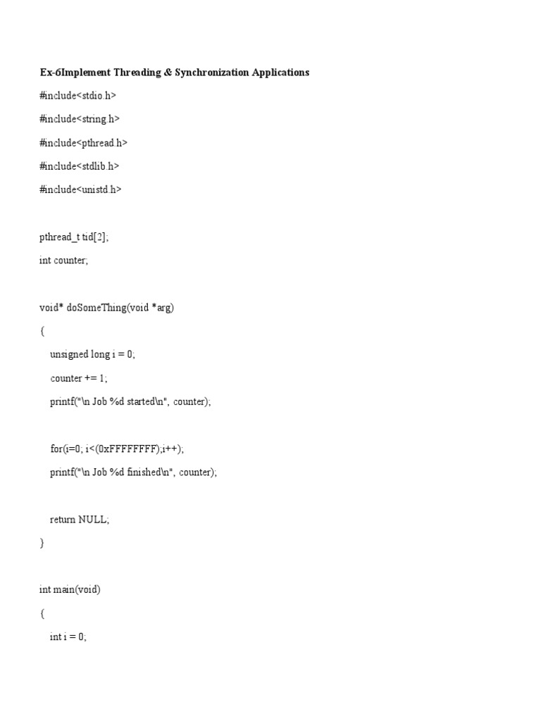 Threading & Synchronization in C | PDF | Technology & Engineering