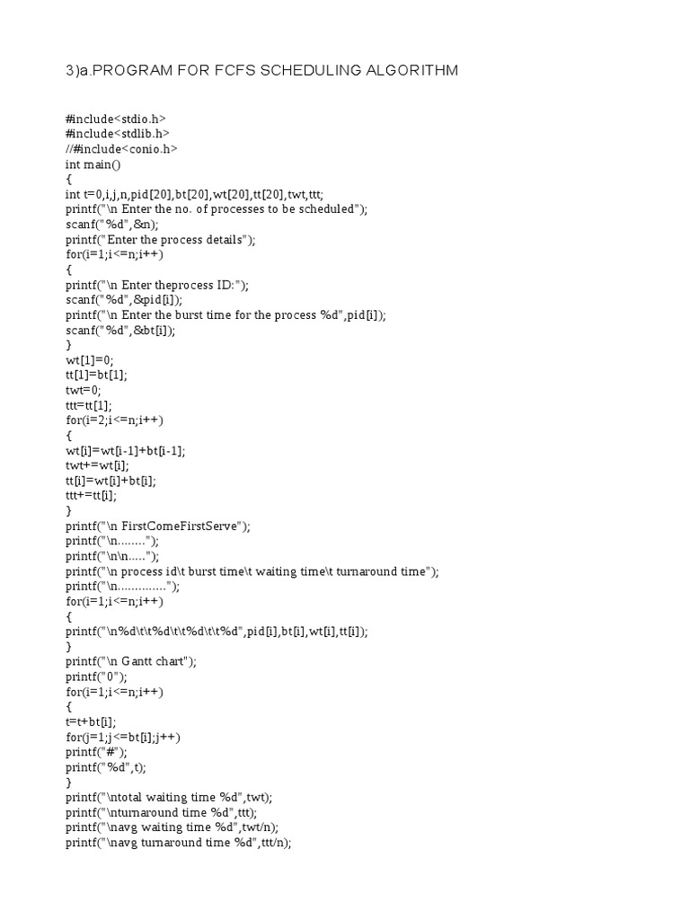 Ex3 FCFS SJF PS RR | PDF | Computer Standards | Computer Architecture