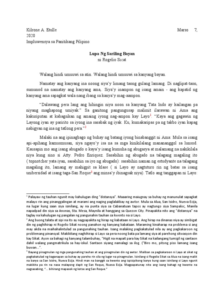 Lupa NG Sariling Bayan | PDF