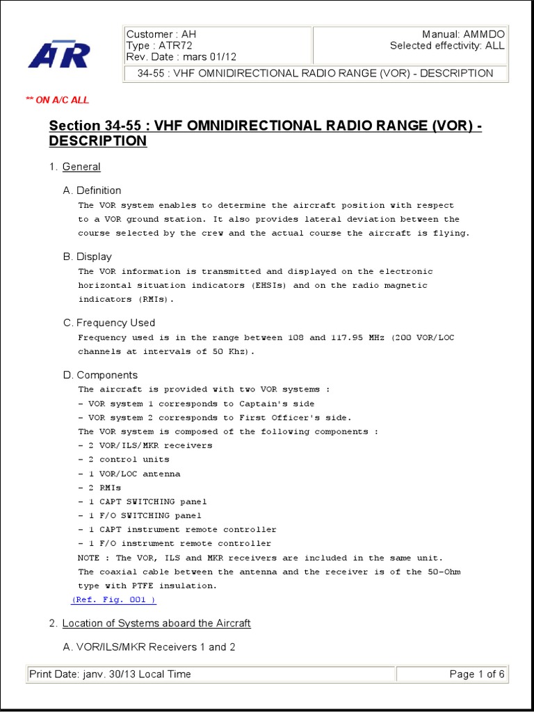 Section 34-55: VHF Omnidirectional Radio Range (Vor) - Description ...
