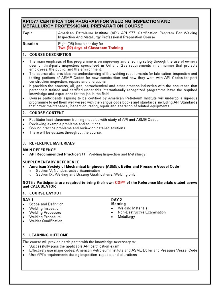 API 577 Welding Inspection Course | PDF | Nondestructive Testing ...