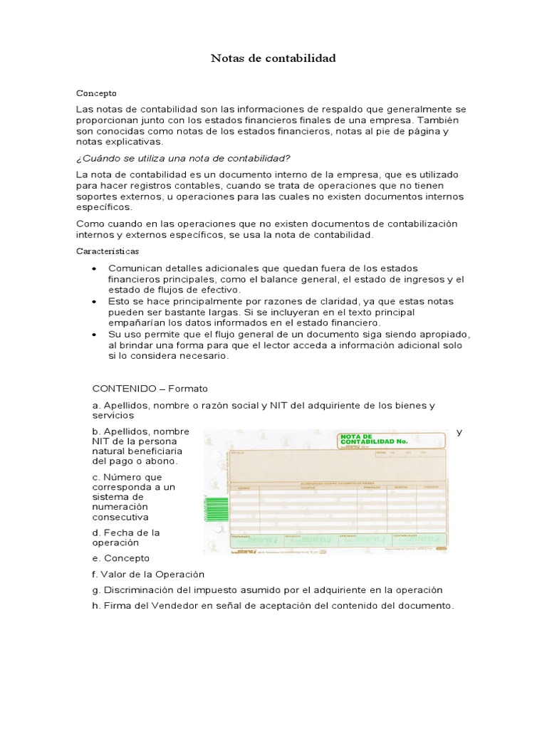 Notas de Contabilidad | PDF