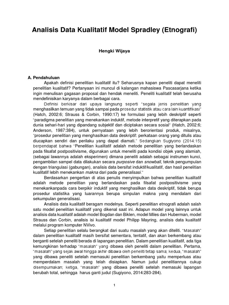 Analisis Kualitatif Model Spradley | PDF