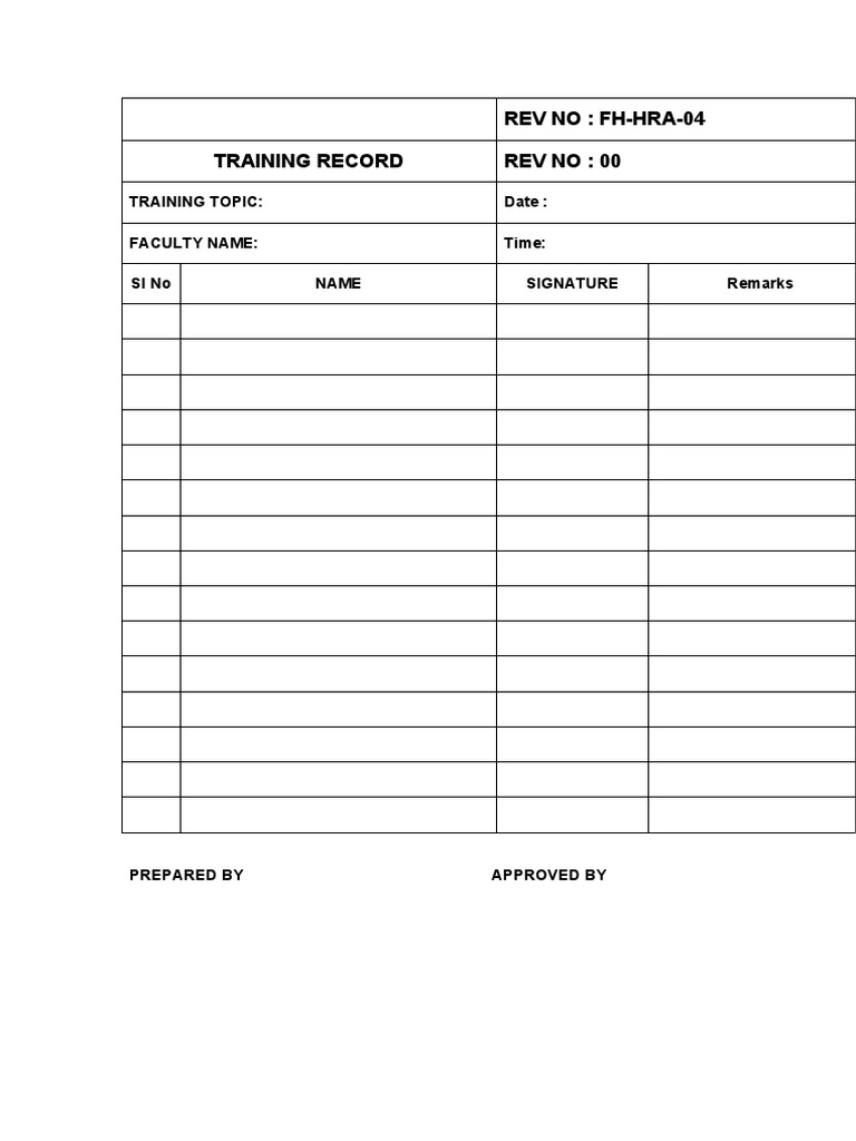 Training Record Template | PDF