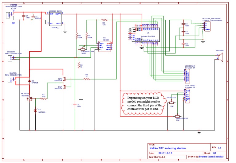 Schematic - Soldering Iron Controller For Hakko 907 - V1.1 | PDF ...