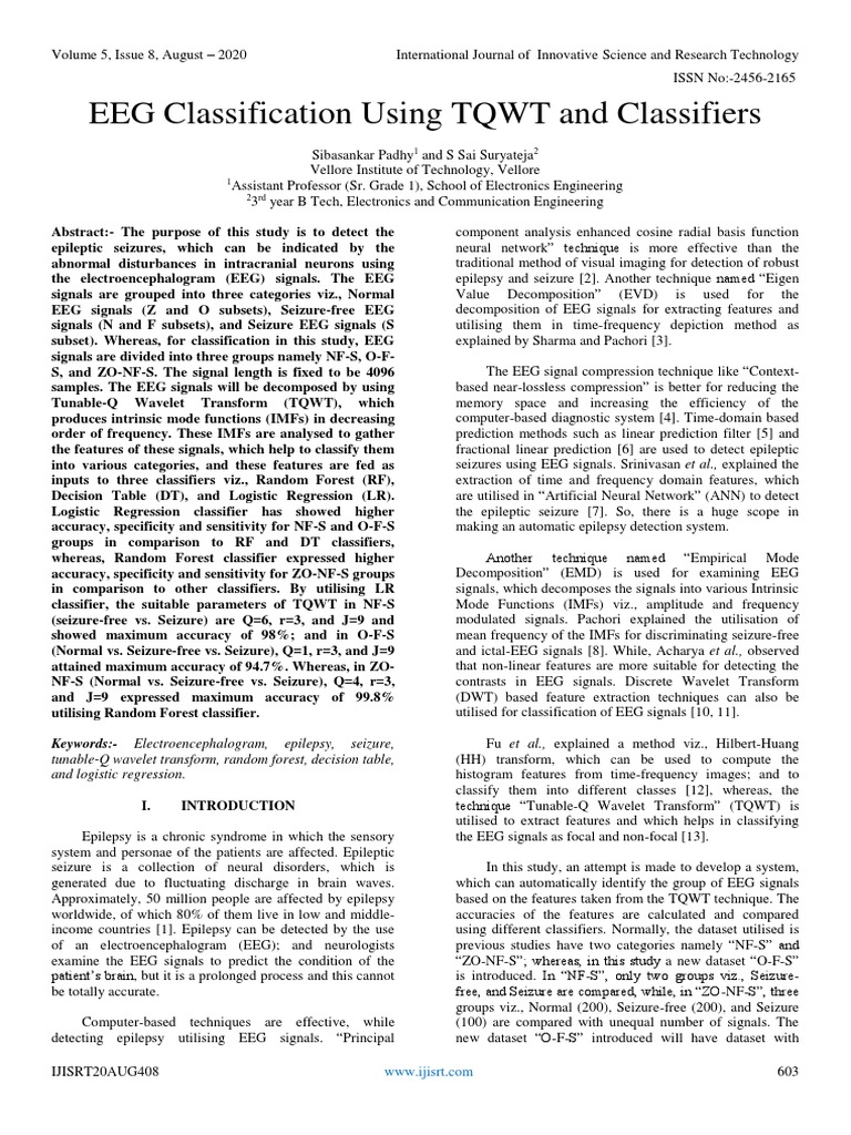 EEG Classification Using TQWT and Classifiers | PDF | Electroencephalography | Statistical ...
