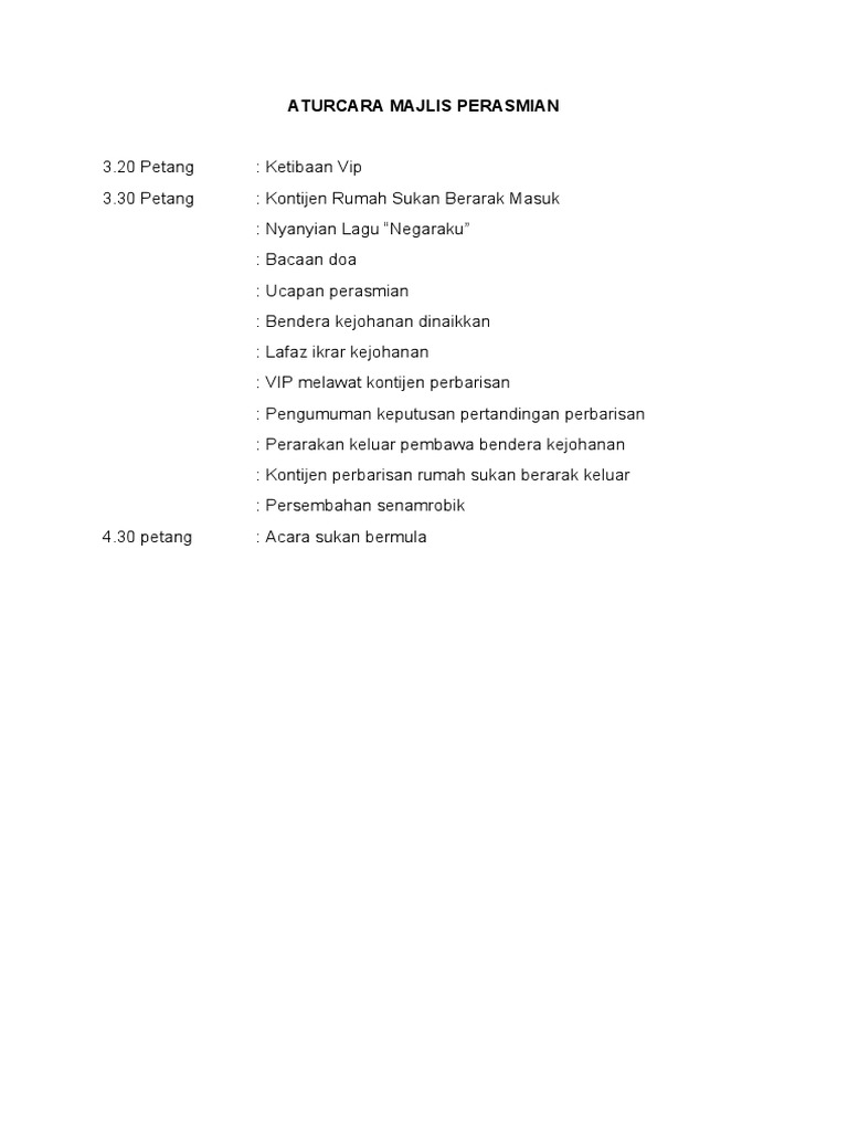 Aturcara Majlis Perasmian | PDF