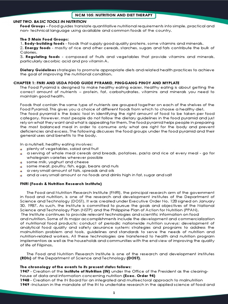 Unit Two. Basic Tools in Nutrition | PDF | Nutrients | Human Nutrition