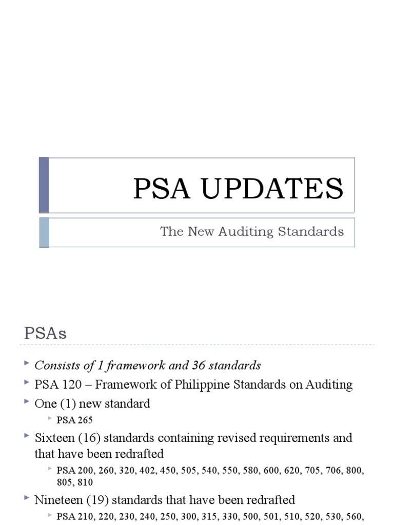 Psa Updates: The New Auditing Standards | PDF | Auditor's Report | Audit