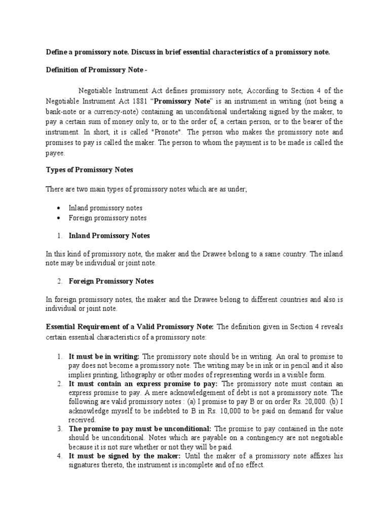 Define A Promissory Note | PDF | Promissory Note | Financial Services