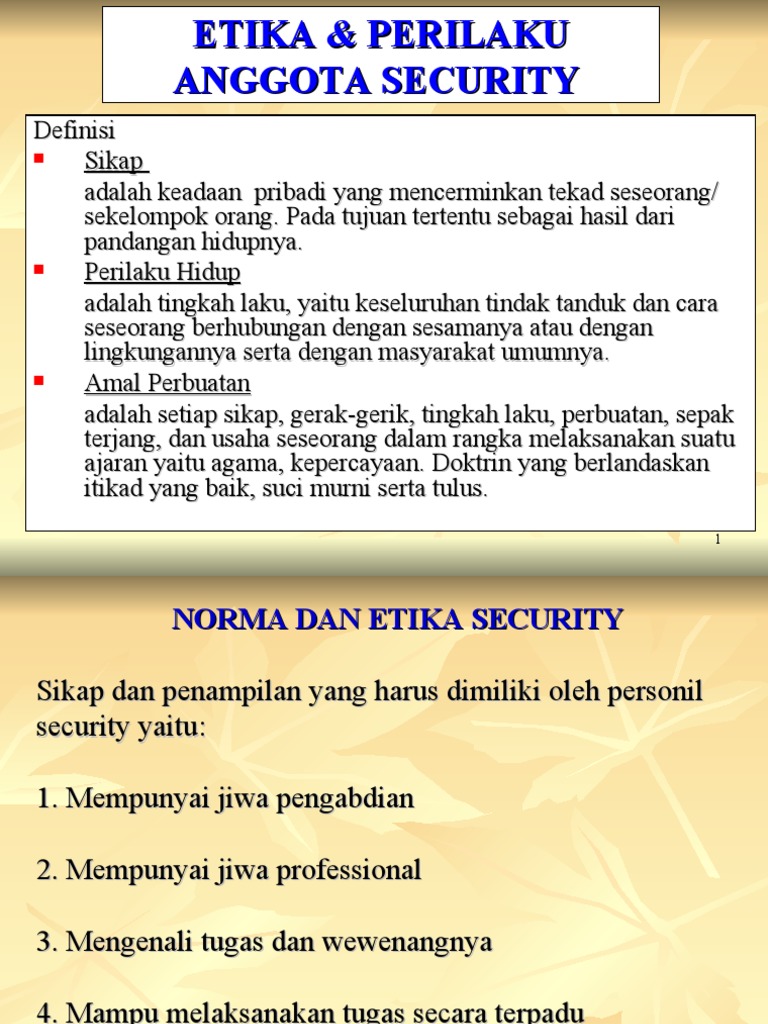 Etika Perilaku Security | PDF | Karier & Perkembangan
