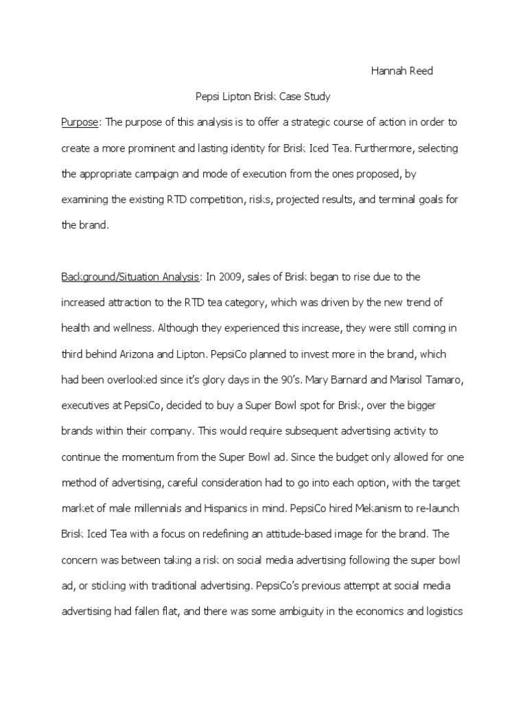 Pepsico Case Study | PDF | Advertising | Brand