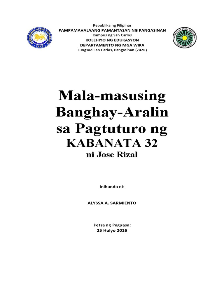 Noli Kabanata 32 Alyssa Sarmiento | PDF