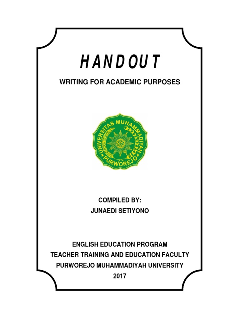 Handout: Writing For Academic Purposes | PDF | Question | Phrase