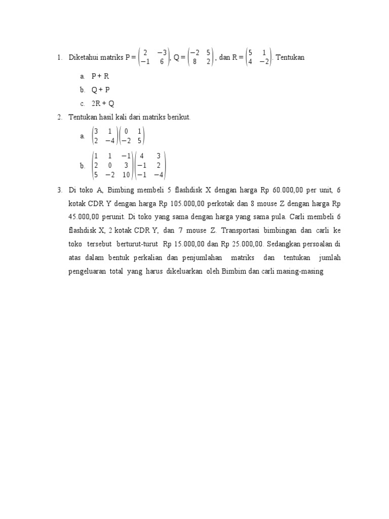 Tugas Matriks | PDF | Metode & Bahan Ajar